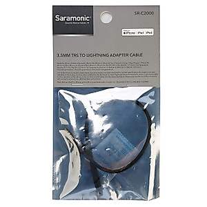 Saramonic 3.5mm TRS Male to Apple Lightning Connector Microphone & Audio Adapter Cable 9" (22.86cm) (SR-C2000), black