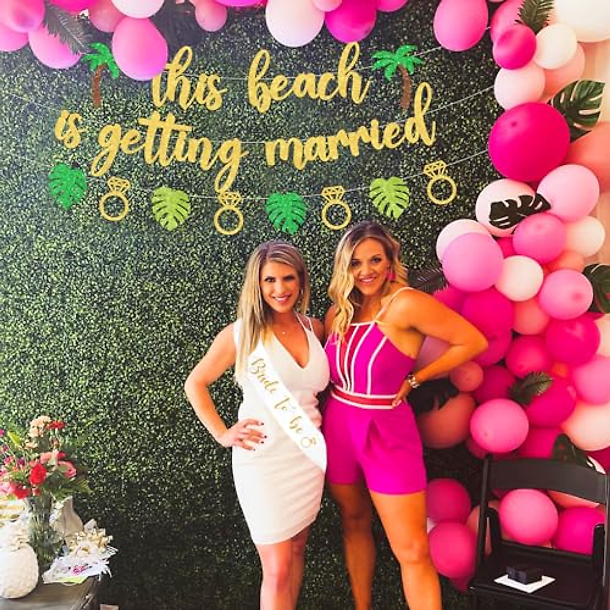 Sursurprise Beach Bachelorette Party Decorations, This Beach Is Getting Married Banner Garland Bride To Be Sash, Summer Hawaiian Tropical Flamingo Bach Party Supplies