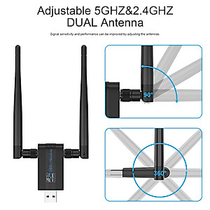 Blueshadow AC1300 USB WiFi Adapter - 2.4G/5G Dual Band Wireless Network Adapter for PC Desktop, MU-MIMO WiFi Dongle, USB 3.0, Supports Windows11/10/8/7/Vista/XP, /Mac OS X 10.5-10.15