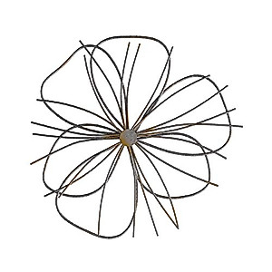 Lavish Home Wall Decor – Metallic Wire Layer Flower Sculpture Contemporary Hanging Accent Art for Living Room, Bedroom or Kitchen (Silver and Gold), 15” L x 1.75” W x 15” H