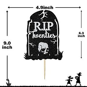 Black Glitter Rip Twenties Cake Topper, Dirty Thirty/Cheers to 30 Years, Death to My Youth 30th Birthday Party Decorations Supplies