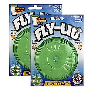 Billy-Bob Fly Lid - Turn Almost Any Cup Into A Fly Trap. Indoor and Outdoor Use - 3 Lids per Pack, 6 Lids Total
