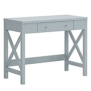 sogesfurniture 39.4inches Computer Desk with Drawer, Makeup Vanity Table, Writing Study Desk with Drawers, for Home Office, Dressing Table, Gray