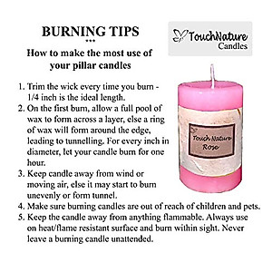 Touch Nature Rose Essential Oil Scented Aromatherapy Fragrant Pink Handmade Candle. Hand Poured Rustic Home Décor Pillar Candles. Decorated with Handmade Nepali Lokta Paper. (5x7 cm, Set of 2)