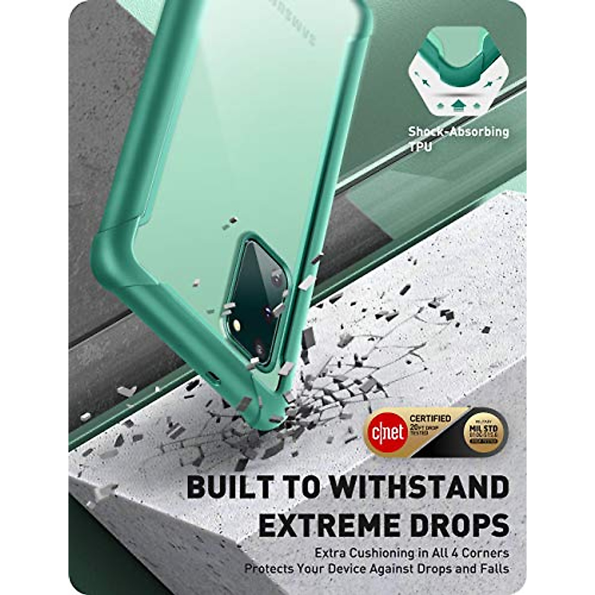 i-Blason Ares Series Designed for Samsung Galaxy S20 FE 5G Case (2020 Release), Dual Layer Rugged Clear Bumper Case with Built-in Screen Protector (MintGreen)