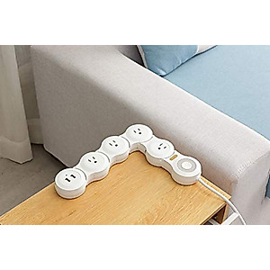 Flexible Surge Protector Power Strip, 6 Feet Long Cord 4 Outlets 2 USB （10V/13amp Flat Plug） with Overload Protection Extension Cord,Suitable for Home Office Travel,White