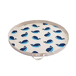 3 Sprouts Play Mat & Toy Storage Bag - Large Portable Toy Organizer, Kids Toy Bag for Boys & Girls - Playroom Storage & Activity Mat, Whale