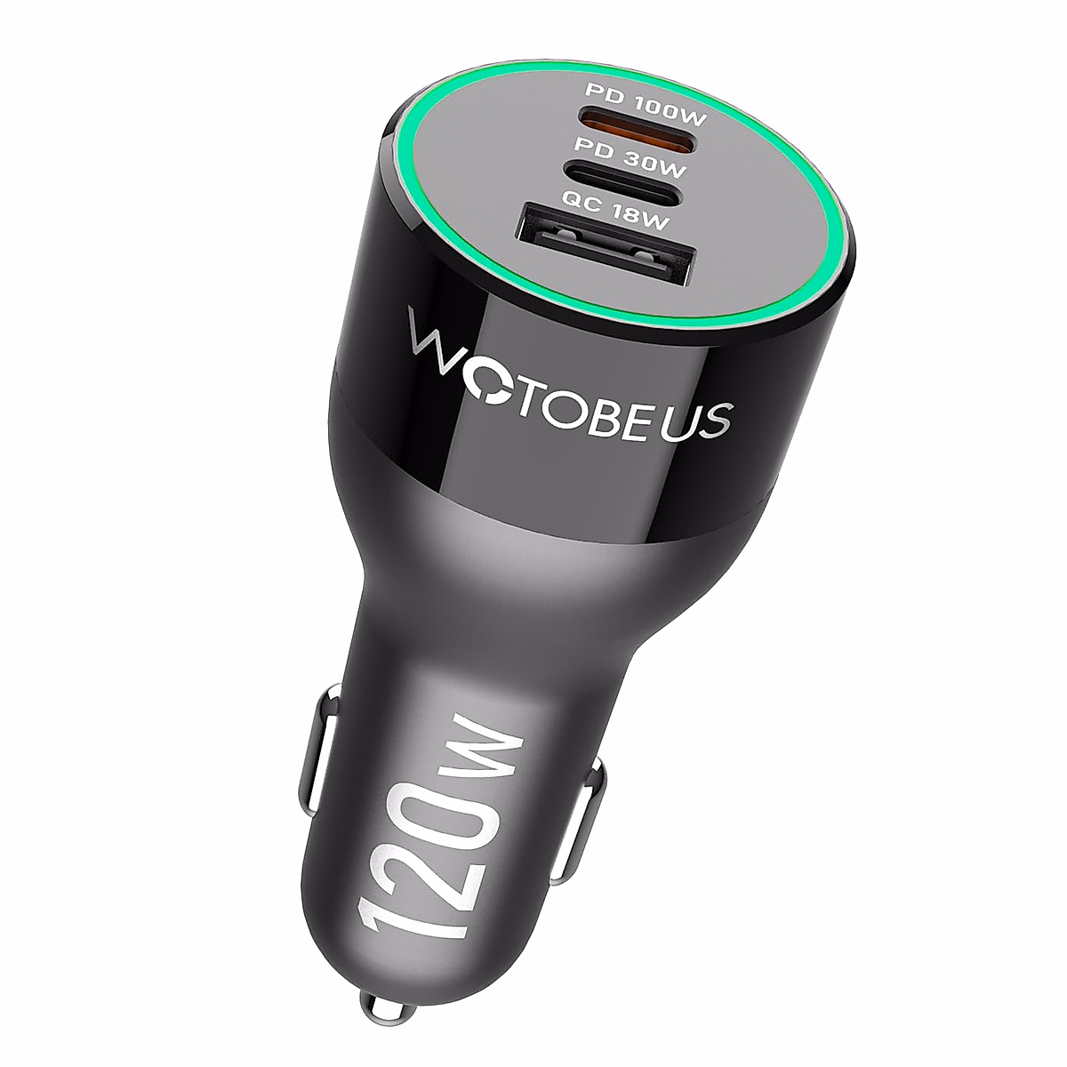 WOTOBEUS 120W USB C Car Charger Adapter with Dynamic LED Display - PD3.0 100W & PPS 45W QC5 Super Fast Charging, Fit for iPhone 16 15 14, iPad, MacBook, Samsung Galaxy S24 S23, Pixel, Type-C Laptops