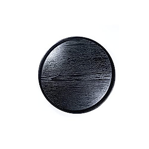 Islandoffer ash Wood Round Black Tray Tea Cake Tray Japanese Style (1pc)