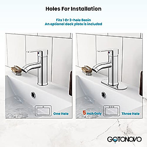 gotonovo Stainless Steel 304 Bathroom Faucet Chrome Polished Farmhouse Single Handle Lavatory Basin Vanity Sink Faucet with Supply Line