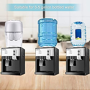 SHIOUCY Top Loading Water Cooler Dispenser - Desktop Electric Hot and Cold Dispenser,3 Temperature Settings Boiling Water, Normal Water,Ice (46-59 Degree F ) for 1 to 5 Gallon Bottles, White