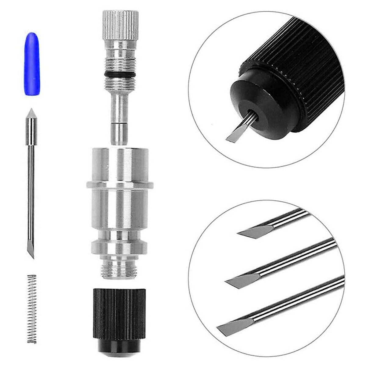 Eovuasclk 30 Pcs 30/45/60 Degree Blade Vinyl Cutter Plotter Cutting Blades for CB09 CB09U Graphtec with Blade Holder Base, Yellow&red&blue