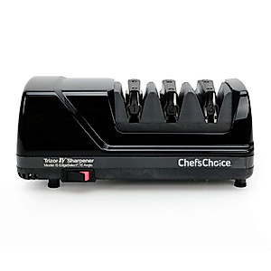Chef'sChoice 15XV EdgeSelect Professional Electric Knife Straight and Serrated Knives Diamond Abrasives Patented Sharpening System, 3-Stage, Black