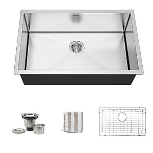TORVA 28-inch Undermount Kitchen Sink, 16 Gauge Stainless Steel Single Bowl - 10 Inches Deep Basin