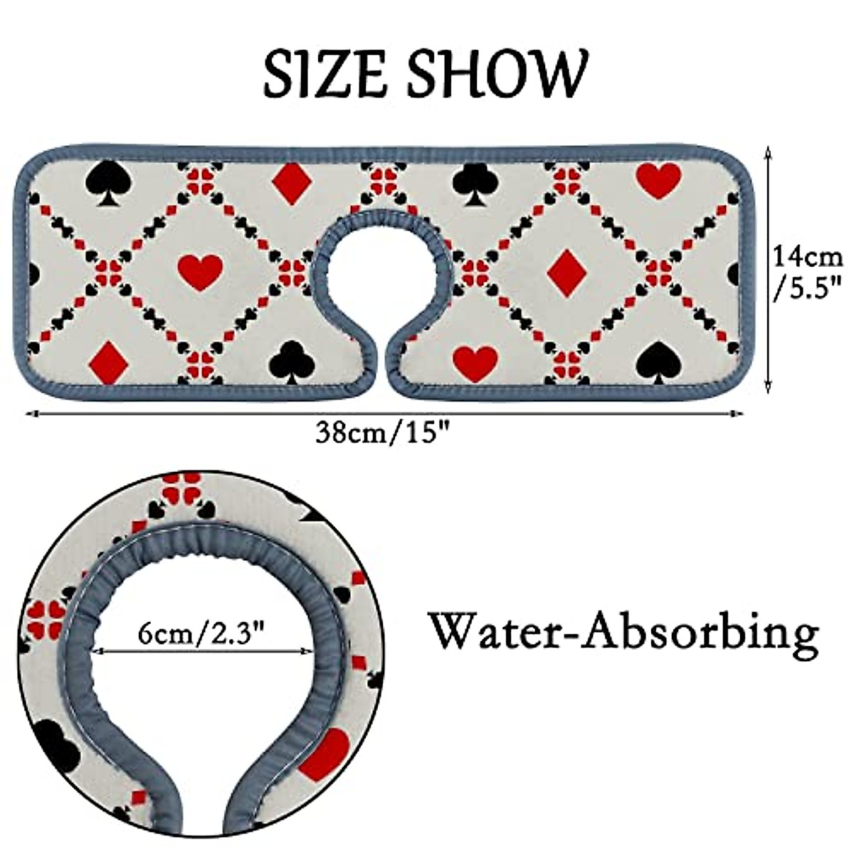 Kitchen Faucet Absorbent Mat 4 Pieces Black Red Hearts Geometric Faucet Sink Splash Guard Bathroom Counter and RV,Faucet Counter Sink Water Stains Preventer