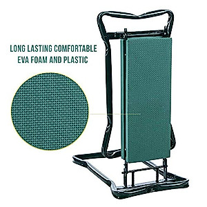 HAOJU Folding Sturdy Garden Seat with Bonus Tool Pouch and Widen Soft EVA Foam Pad, Outdoor Lawn Bench Chair/Stool for Protects Knees or Rest