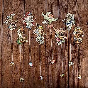 Metal Hollow Out Bookmark,Brass Hollow Book Clip,Classical Chinese Style Retro Pendant Book Marker Clip for Women Book Lovers(Dragon)