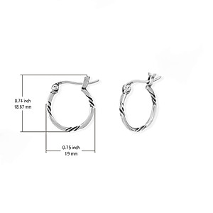 Boma Jewelry Sterling Silver Twist Round Snap Down Hoop Earrings