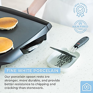 Heartland Home Porcelain Nesting Spoon Rest for Stove Top or Kitchen Counter. 2pc Cooking Spoon Holder (Big/Little). Utensil Rest and Small Spoon Rest. Smart Kitchen Gadgets and Cute Kitchen Gifts