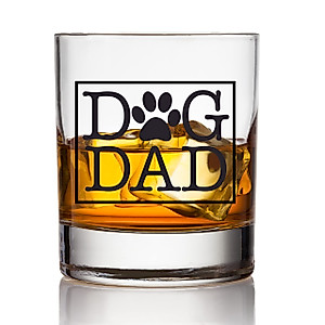 Dog Dad Whiskey Glass for Men With Pets - Unique Gifts for Dog Lovers - Fathers Day, Birthday, Christmas, Valentines day - Boyfriend, Husband, Son, Dog Owner