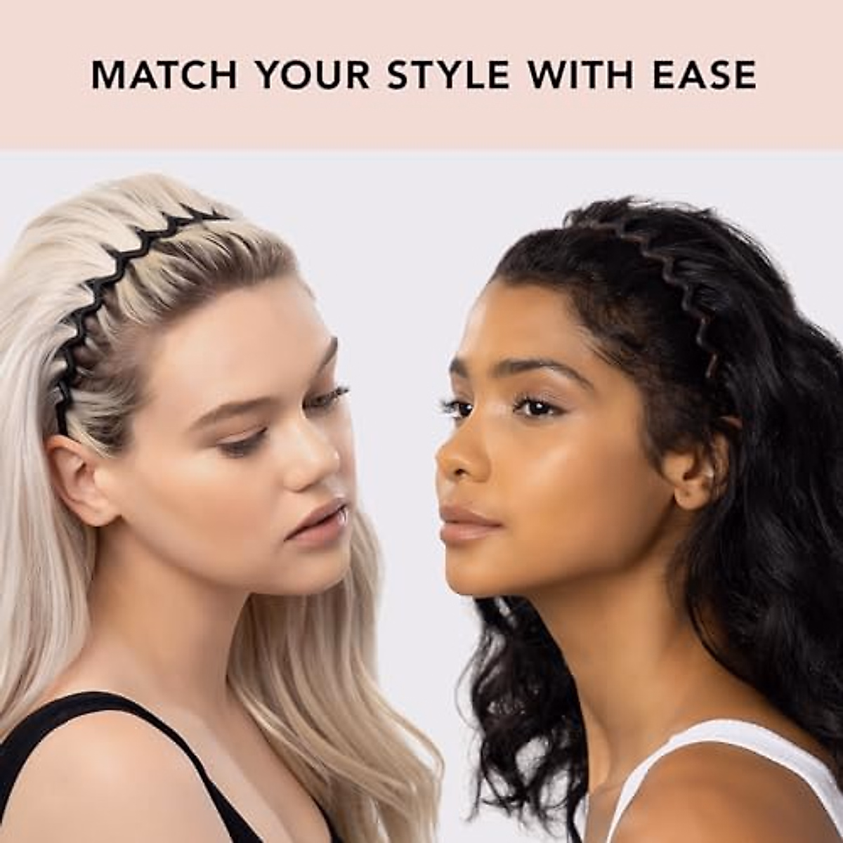 Kitsch Zig Zag Headbands - Recycled Plastic Hair Band for Men & Women - Classic 90s Headband & Hairband - Mens Headband - Wavy Headband with Teeth - Hair Headbands - 2pcs Black & Tort