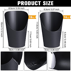 Sieral 100 Pcs French Fry Holder Disposable Halloween Party French Fries Cups 14oz/ 16oz Food Charcuterie Cones Black French Fry Container Paper Waffle Snack Popcorn Box for Wedding Birthday(14 oz)