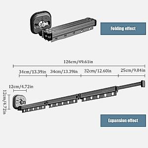 Peosaard Wall Mounted Drying Rack with Suction Cup, Collapsible Drying Rack, Retractable Laundry Clothes Drying Rack with 5 Hooks,3 Fold Aluminum Wall Airer for Balcony, Bathroom