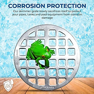 The Skimmie Basket Buddy Grate Keeps Debris from Pump Line - Sacrificial Aluminum Anode Grate Helps Prevent Pool Equipment Corrosion