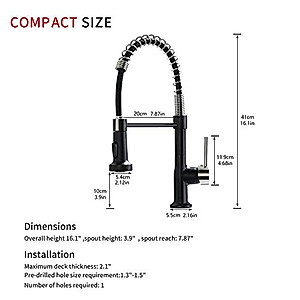 GIMILI Spring Kitchen Sink Faucet with Soap Dispenser Matte Black&Brushed Nickel