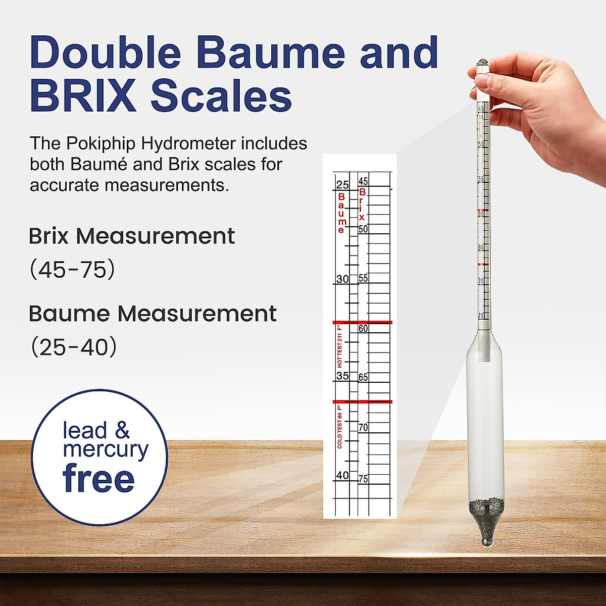 Maple Syrup Hydrometer Test Cup Kit, Maple Syrup Density Kit, Measures Sugar Content in The Syrup, Stainless Steel Maple Syrup Kit, Easy to Read and Accurate, with Cleaning Brush