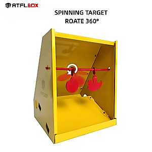 ATFLBOX BB Trap Target with 20pcs 7'' X 9'' Paper Targets and 2 Metal Silhouettes Spinner Shooting Targets for Airsoft, Rifle, Pellet Gun, Airgun