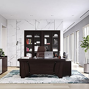 Zuri Furniture Gates Genuine Leather Aluminum Base High Back Executive Chair - Dark Brown