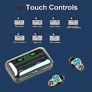 ZYHKJYL Long Playtime True Wireless Earbuds/Headphones Bluetooth, Wireless Charging Case Cell Phones Charging Function Touch Control IPX8 Waterproof Stereo Earphones with LED Digital Display