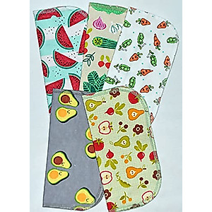 2 Ply Printed Flannel 8x8 Inches Set of 5 Little Wipes Farmers Market