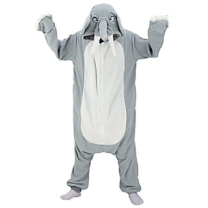 vavalad Adult Elephant Onesie Costumes One Piece Pajamas Animal Cosplay Homewear Sleepwear for Women Men