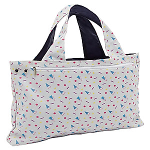 Portable Knit Tote Bag, Crochet Knitting Yarn Storage with Pockets (Geometric, 16.5 in)