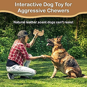 SPOT Dura-Fused Leather Squirrel - Dog Toy with Squeaker, Made With Real Leather and Jute Fabric, Interactive Toy for Aggressive Chewers, Durable Squeaky Toy for Dogs and Puppies, Small - 8in