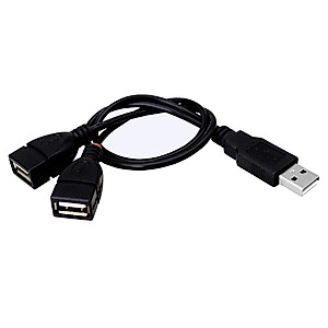 30 cm USB Splitter Cable 2.0 1 Male to 2 Female Jack Y Splitter Hub Adapter Cable YOUCHENG for Tablets Computers and Mobile Phones Etc Only one Port for Data (2-Pack)