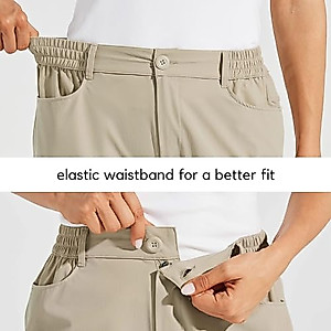 Willit Women's 7" Hiking Shorts Active Cargo Shorts Outdoor Quick Dry Summer Shorts with Pockets Water Resistant Khaki L