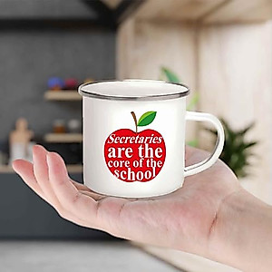 Funny Gift - Secretary Appreciation Gift, A Gift For Secretaries - Core Of The School, Quote On 12oz Enamel Silver Mug