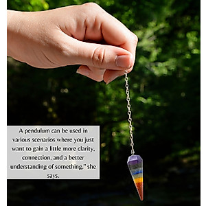 Amazing Gemstone Selenite Crystal Pendulum for Divination - Dowsing Pendulum Necklace with Chain and Crystal Ball for Reiki Healing and Crystal Grid Meditation
