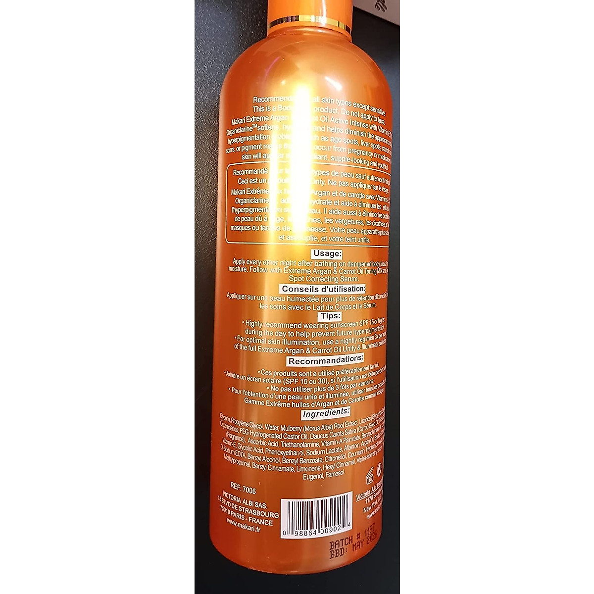 MAKARI Extreme Active Intense Argan and Carrot Oil Tone-Boosting Body Glycerin (16.8 oz) | Fades Spots & Marks | Helps Brighten Complexion | Hydrates and Softens | for All Skin Types Except Sensitive