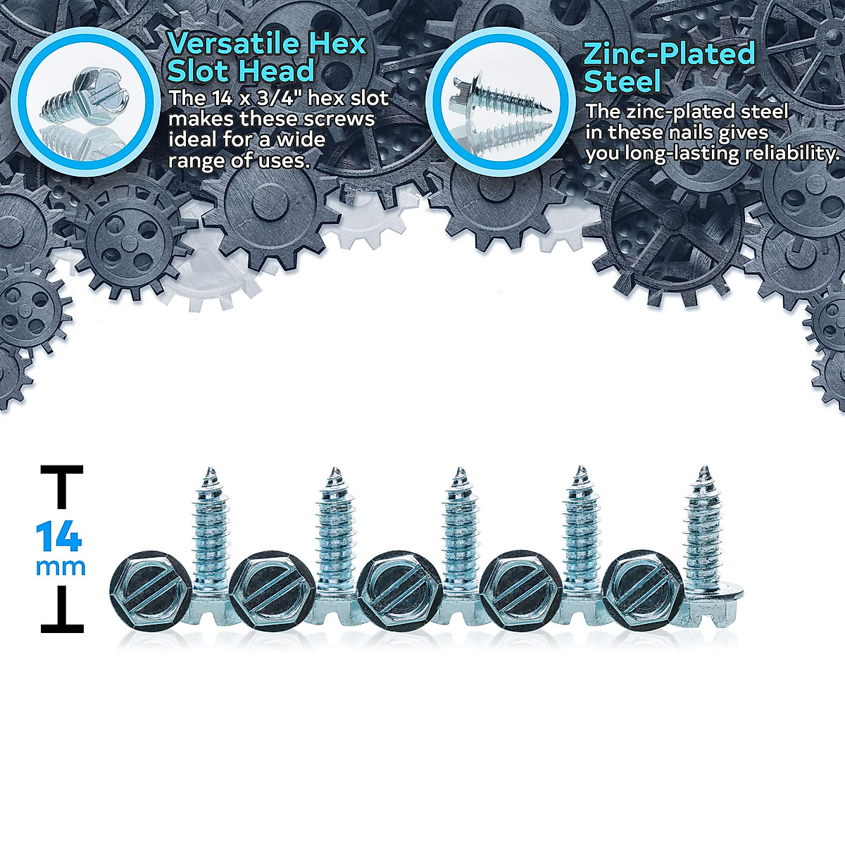 Au-ve-co 1000 Bulk Zinc Plated License Plate TAG Screws Hex Head Car Dealer Lot Self