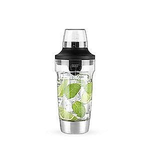 HOST All in One Cocktail Shaker Set | 5 in 1 Tool - Jigger Cap | Strainer | Reamer | Stainless Steel Bottle Opener and Oz and mL Markers 18 oz Capacity - Multitool Bartending Mixer for Drinks