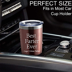 COFOZA Best Fater Ever Oops I Mean Father Funny Gifts for Dad 20 Ounce Stainless Steel Vacuum Insulated Tumbler Father's Day Present (Rose Gold)