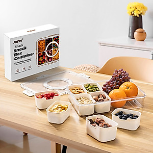 Snack Box Container, Dishwasher Safe Fruit Storage Containers, Divided Serving Tray with Lid for Veggie, Candy and Nuts Organizer, Snackle Charcuterie Boxes for Kids, Adults Travel, Party and Picnic