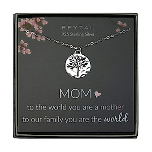 EFYTAL Gifts for Mom, Sterling Silver Tree of Life Necklace For Women, Mothers Day Gifts, Mom Birthday Gifts