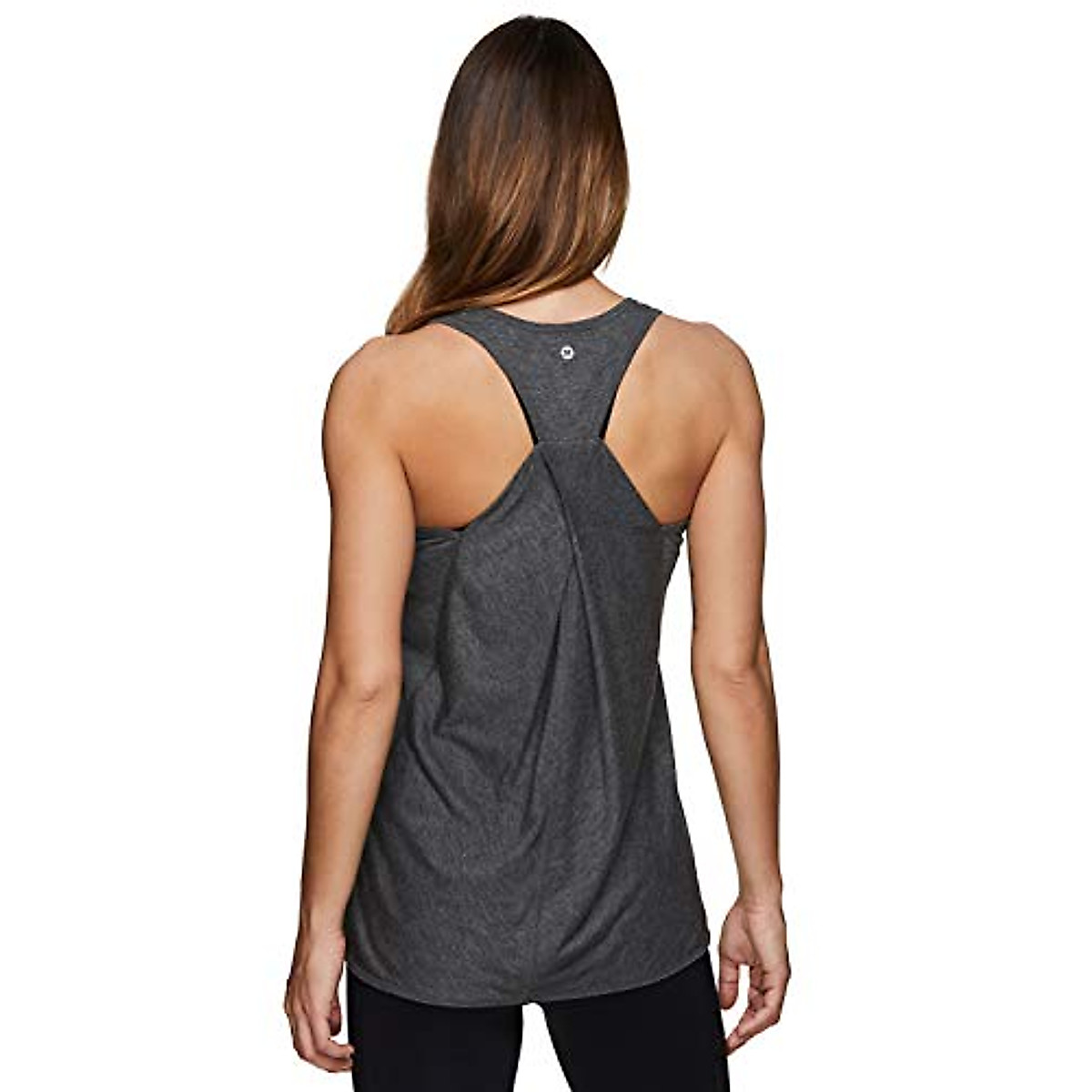 RBX Active Women's Flowy Yoga Workout Super Soft Twist Back Tank Top Tunic Charcoal S21 M