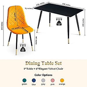 Homedot Kitchen Dining Table Set for 6,Upholstered Home Chair Comfortable Dining Chair Ergonomic Design with Durable Metal Legs for Kitchen,Restaurant,Dining Room