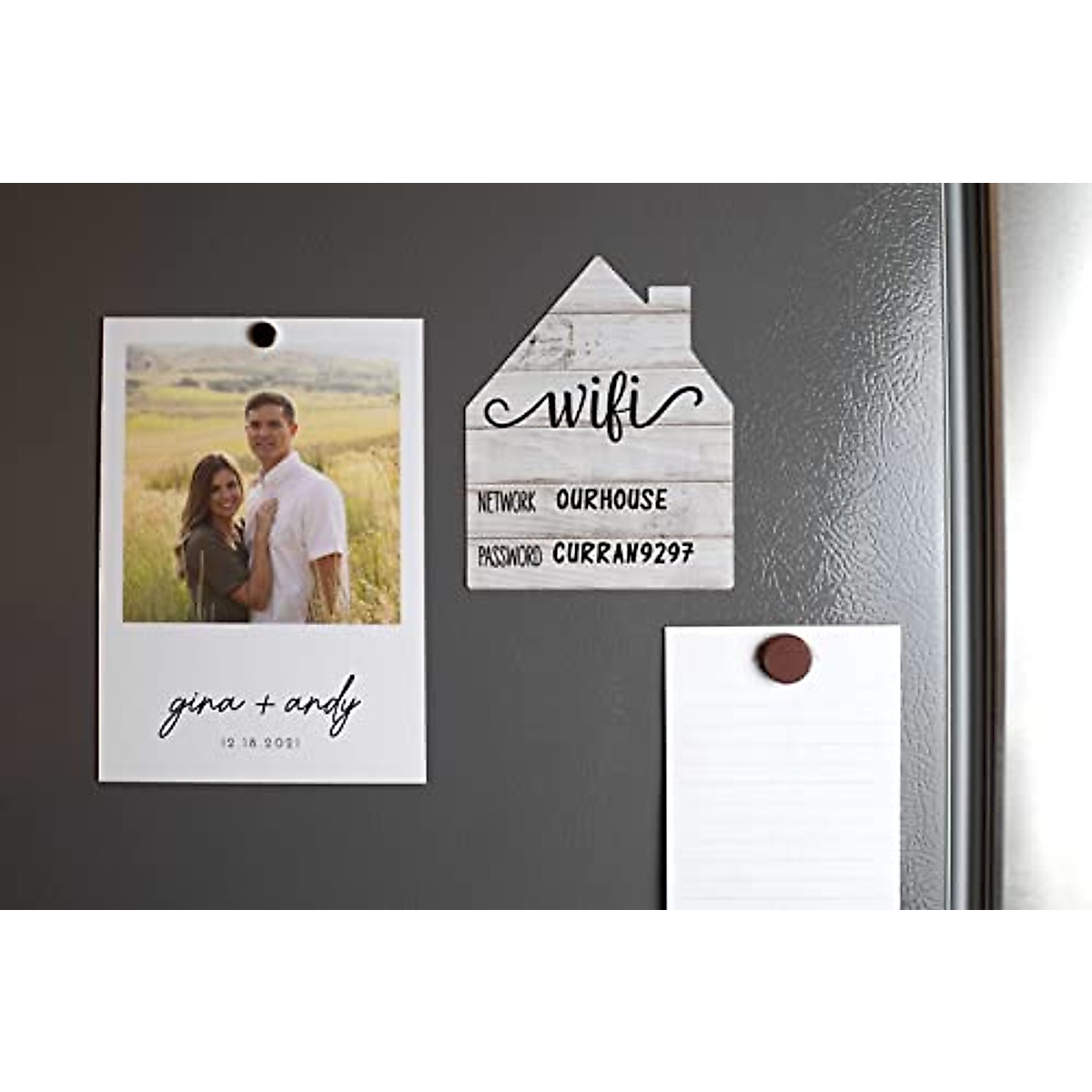 Rustic White WiFi Password Sign, Rustic Farmhouse Fridge Magnet, WiFi Password Sign for Home with Black Wet Erasable Pen, Magnetic White WiFi Sign for Guests, Fridge Magnet Decor, 4.0 x 5.0 inch